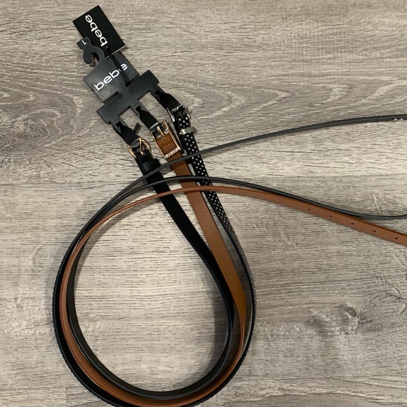 bebe | Accessories | Nwt Bebe Large Size 3 Pack Belts Black Brown Polka ...